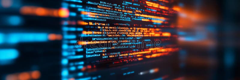 Secure Software Development Code On Computer Screen In Vibrant Color Palette With Blurred