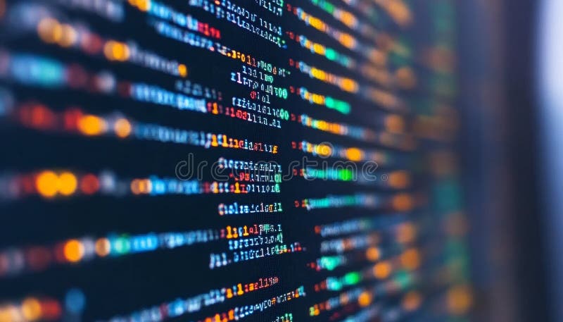Secure Software Development Code Displayed on Computer Screen with a Blurred Background. Stock ...