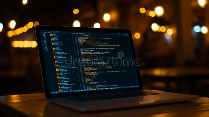 Secure Software Development Code Displayed On A Laptop Screen In A Blurred Out Background