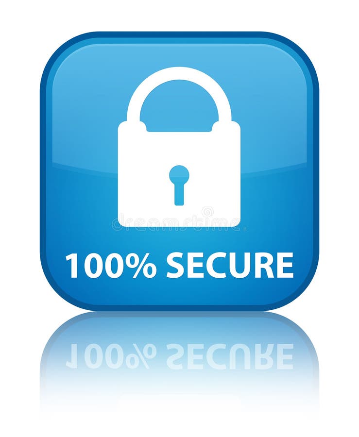 100 Secure Special Cyan Blue Square Button Stock Illustration ...
