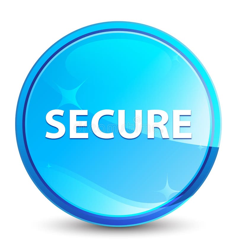 Secure Splash Natural Blue Round Button Stock Vector - Illustration of ...