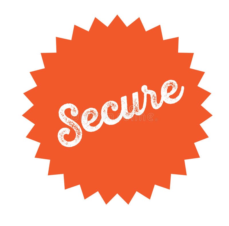 Secure stamp on white stock vector. Illustration of risk - 124217579