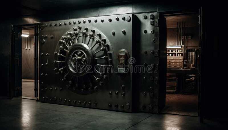 Secure Steel Vaulted Door Locks Wealth Inside Modern Bank Building ...