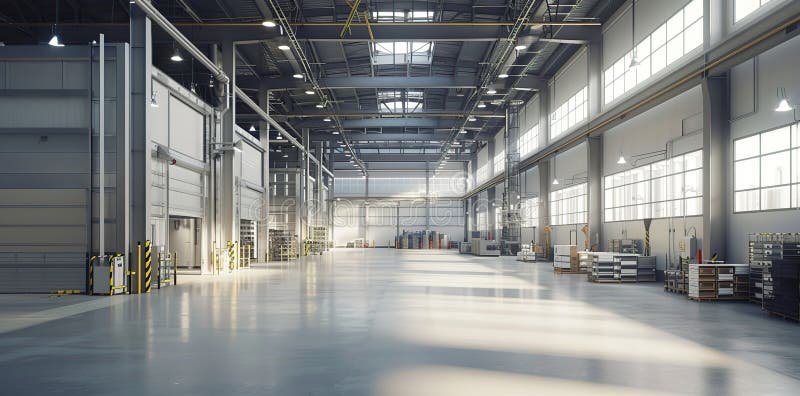 Secure Storage Hub: Wide-Open Warehouse Space Flooded with Bright Light ...