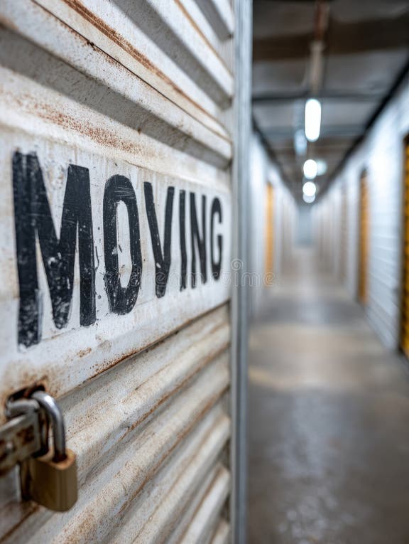 Secure Storage Unit Corridor with Metal Doors and Padlock. Stock Photo ...