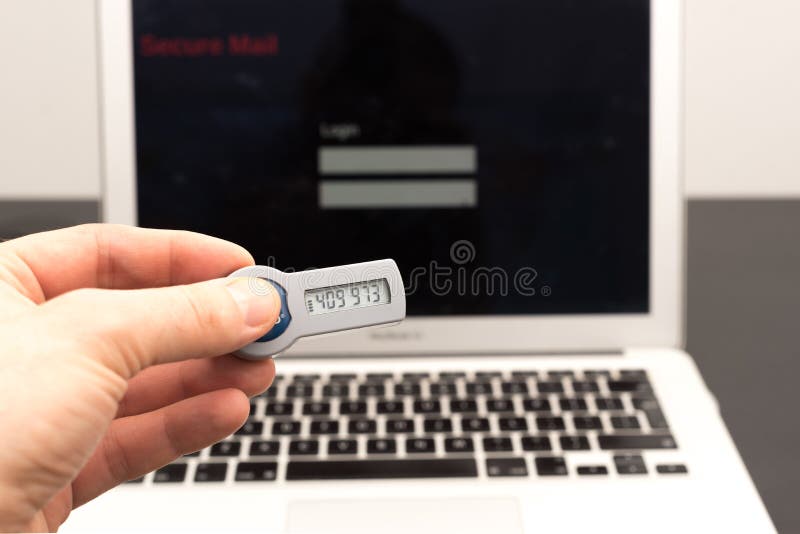 Secure Token in Front of a Laptop Stock Photo - Image of internet, data ...