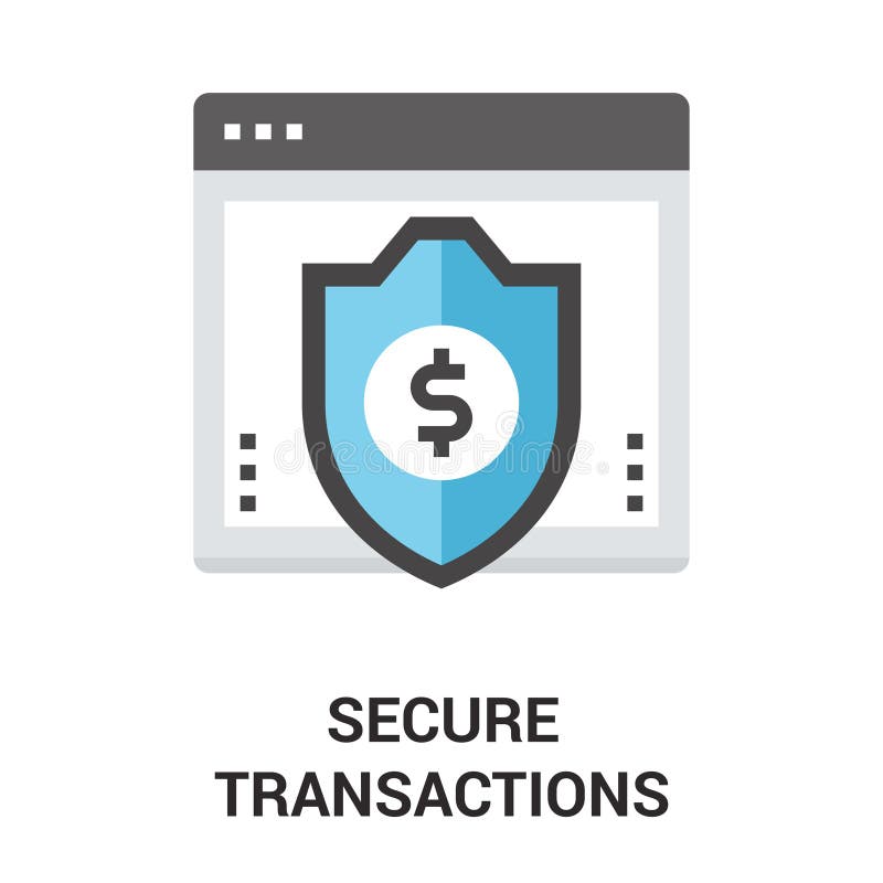 Secure Transactions Flat Icon Design Concept Stock Illustration ...