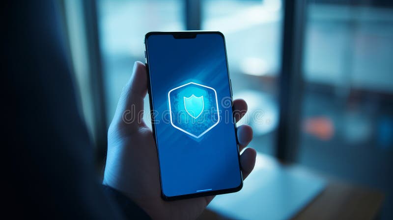 Secure Transactions Show a Shield or Lock Symbol on a Mobile Screen To ...