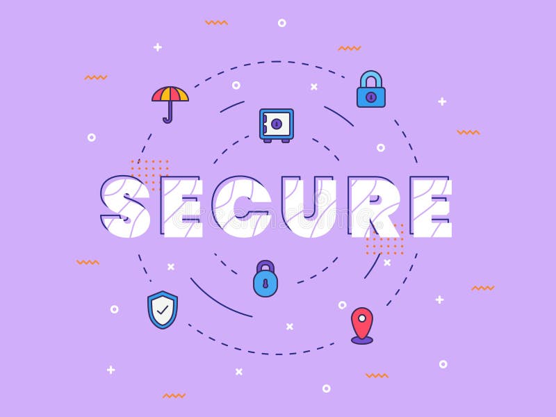 Secure Typography Calligraphy Word Art with Filled Color Style Stock ...