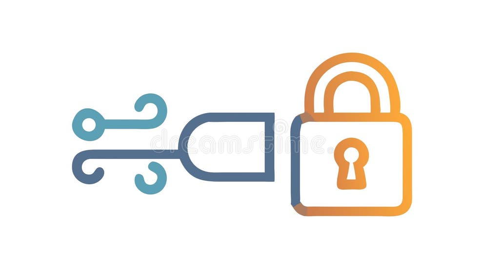 Secure USB Connection with Padlock Data Encryption, Vector Design ...