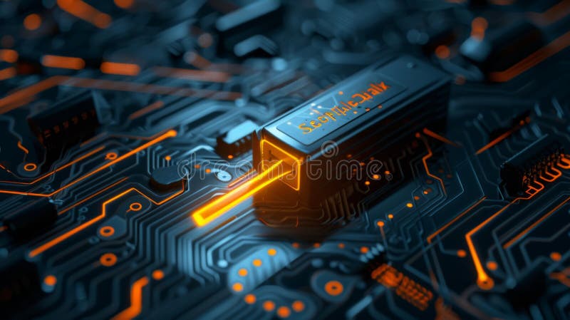 Secure USB Drive on Illuminated Circuit Board Stock Image - Image of ...
