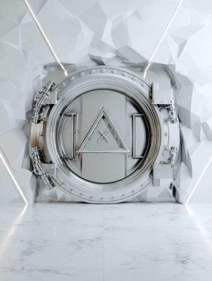 Secure Vault Door Designed with Clean Geometric Shapes Set Against an ...