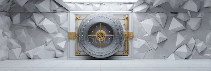 Secure Vault Door Set Against a Clean Geometric Backdrop Highlights ...