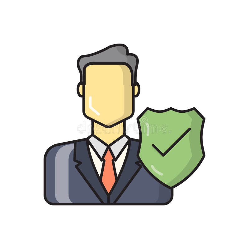 Secure Vector Colour Line Icon Stock Vector - Illustration of profile ...