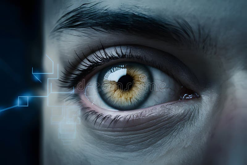 Secure Vision, Iris System Close Up, Human Eye Cyberspace Concept Stock ...