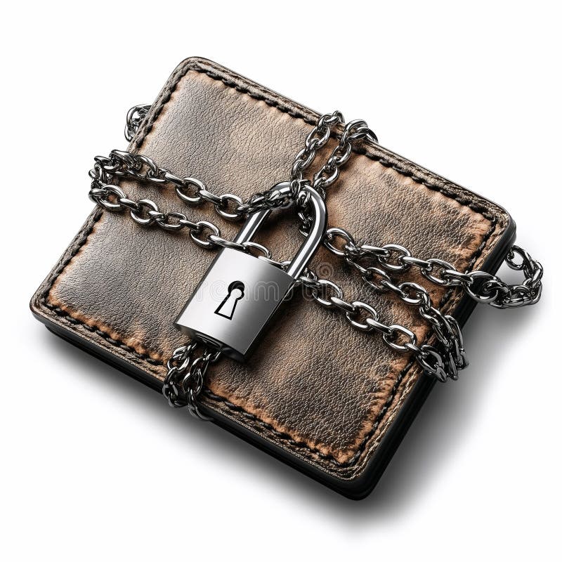 Secure Wallet with Lock and Chain, Symbolizing Safety and Protection ...