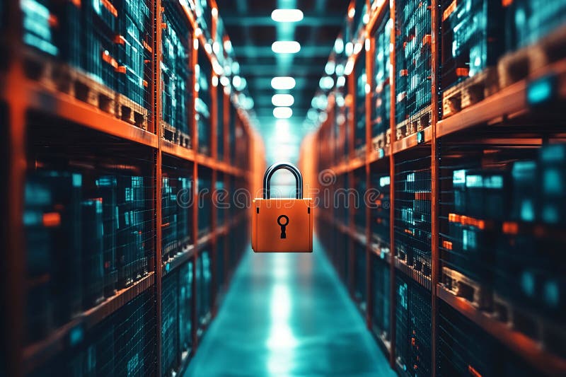 Warehouse Security Padlock Data Center Digital Safety Storage ...