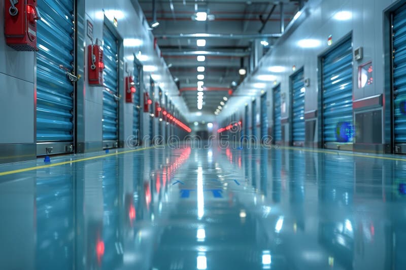 Secure Warehouse Storage Units Featuring Locked Gates and Closed Roller ...