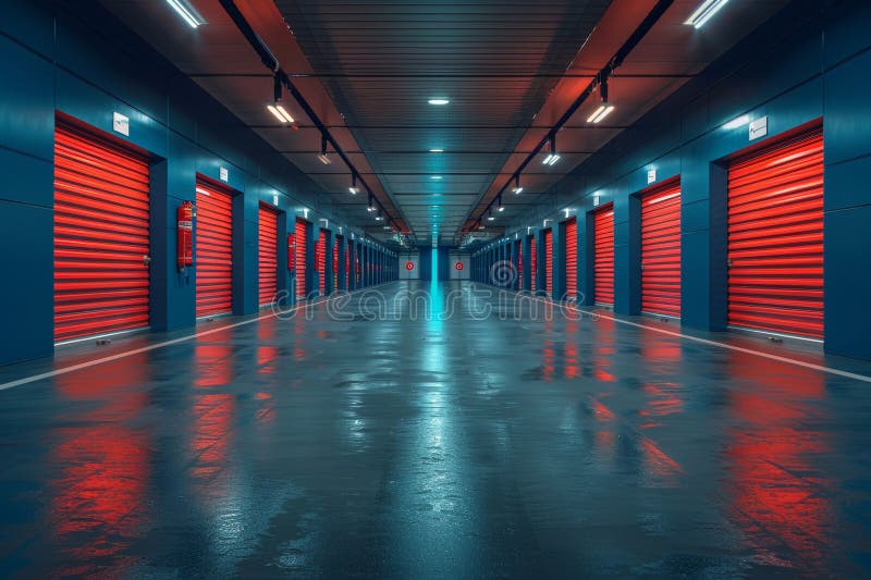 Secure Warehouse Storage Units with Locked Gates and Closed Roller ...