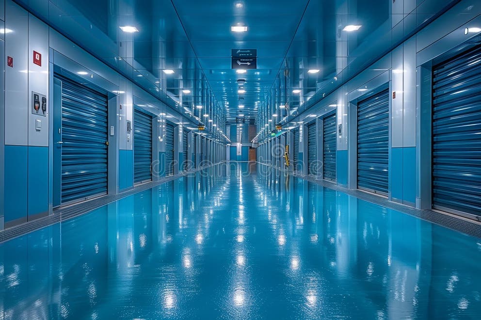 Secure Warehouse Storage Units with Locked Gates and Closed Roller ...