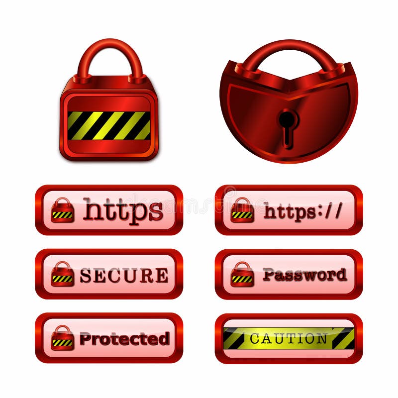 Secure Web Button Collection Stock Illustration - Illustration of ...