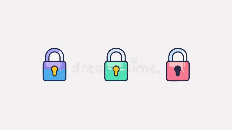 Secure Web and UI Lock Icon for Professional Designs Stock Illustration ...
