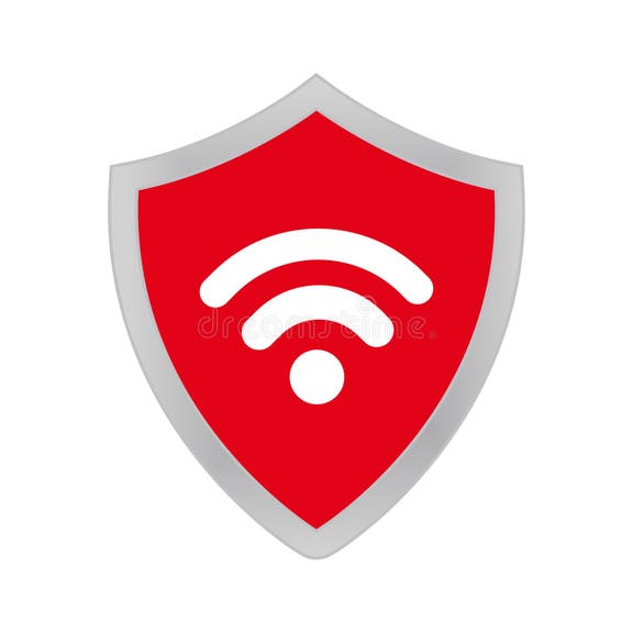 Shield with Wifi Symbol on White Background. Internet Security Concept ...