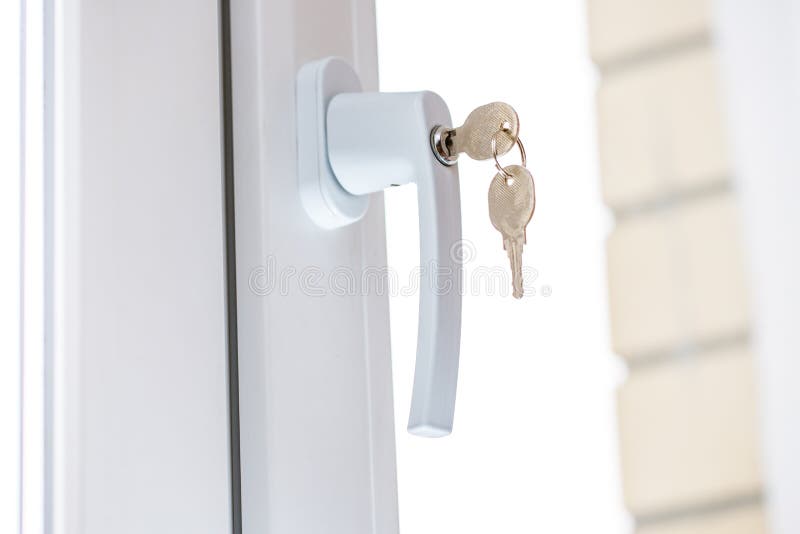 Secure Window Handle with Key Stock Image - Image of safety, frame ...