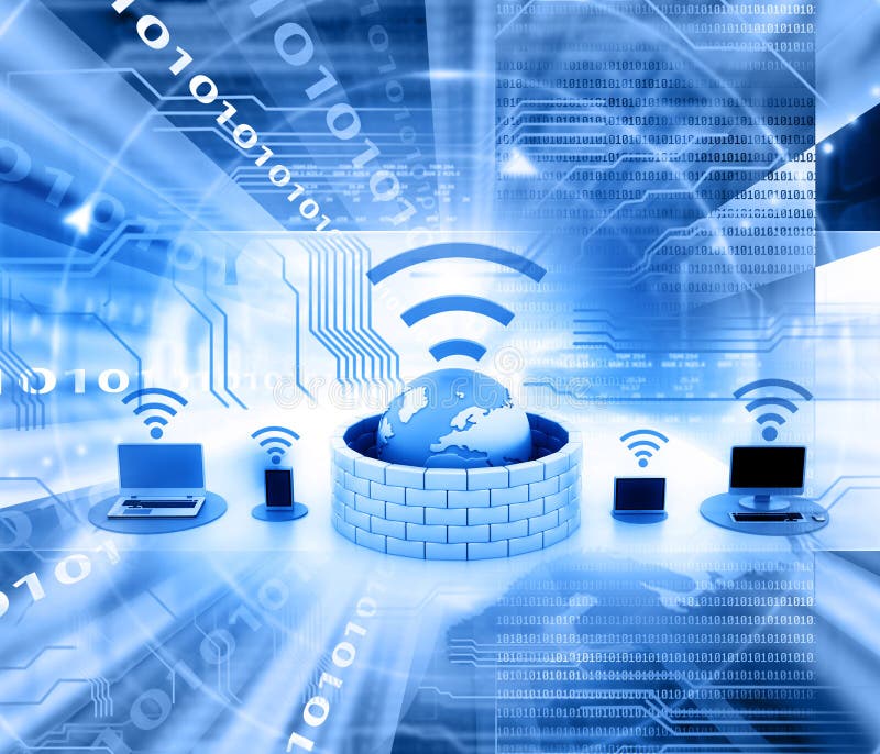 Secure Wireless Network Devices Stock Illustration - Illustration of ...