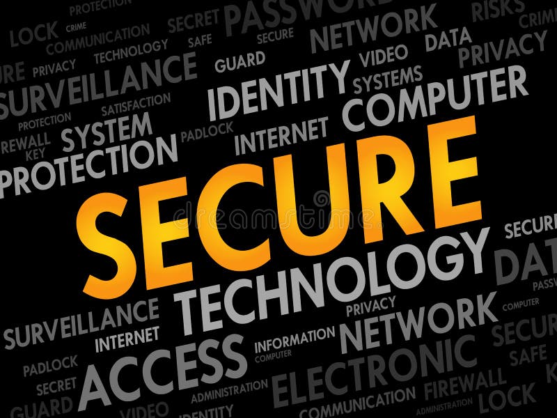 SECURE word cloud stock illustration. Illustration of detection - 199697295