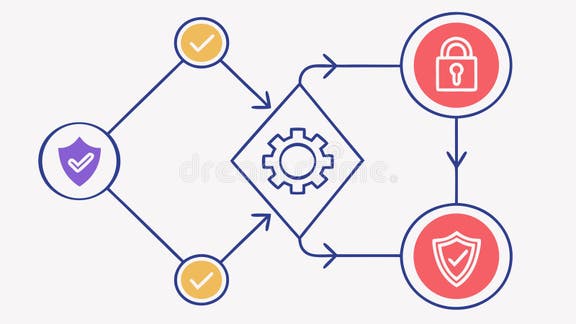Secure Workflow, Data Process, Protected Information Flow, Vector ...