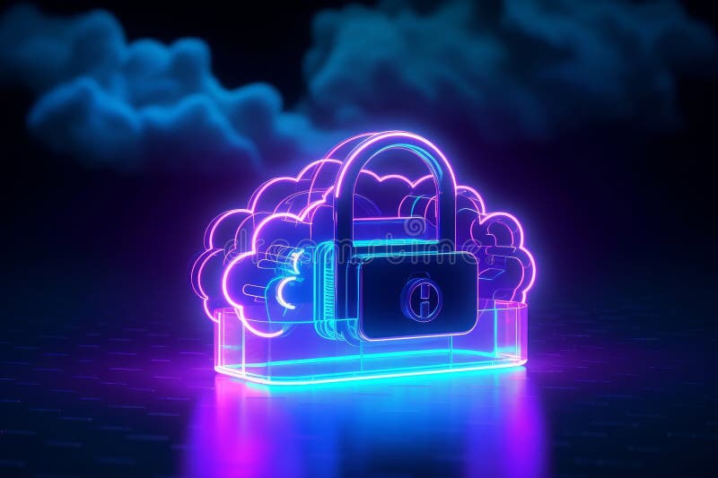 Secure Your Data with a Neon Cloud Lock Icon - Octane Render, Hard-Ops ...