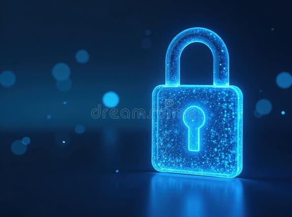 Secure Your Digital World with this Glowing Translucent Blue Security ...