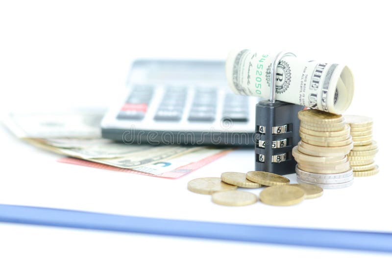 Secure Your Savings Concept with Cipher Lock and Money Stock Photo ...