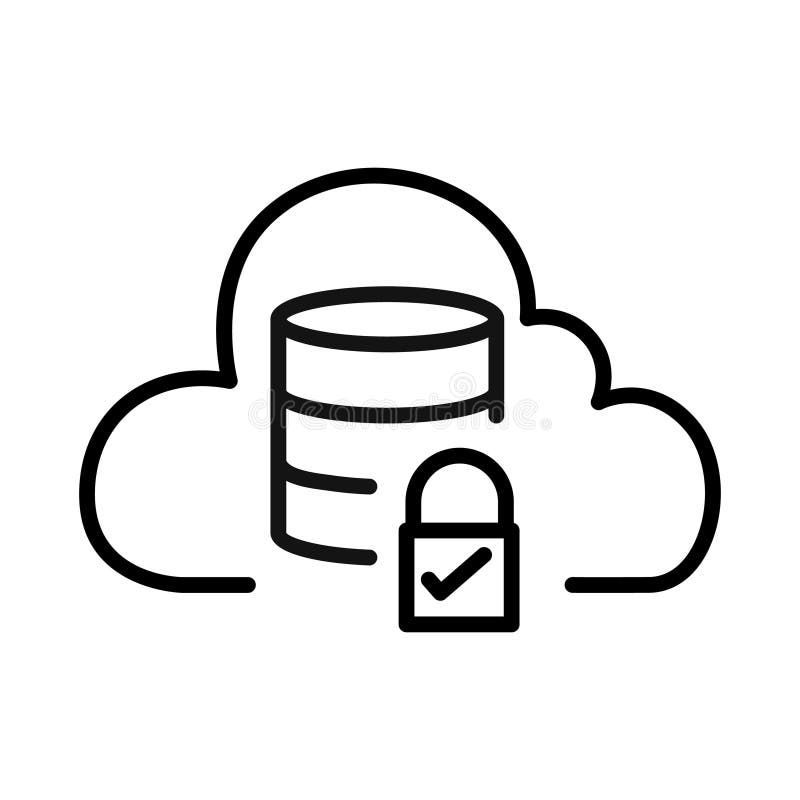 Secured Backup Black and White Icon Illustration Stock Vector ...