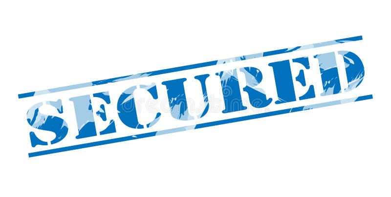 Secured blue stamp stock illustration. Illustration of banner - 97572688