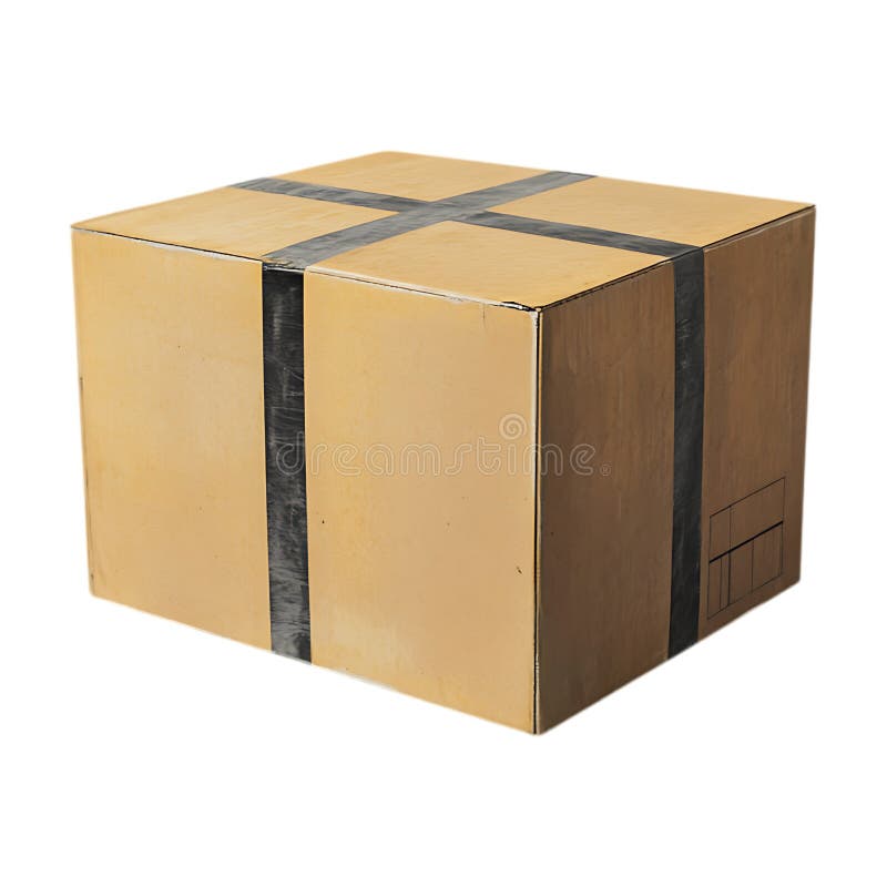 Secured Cardboard Box Packaging Shipping on Transparent Background ...