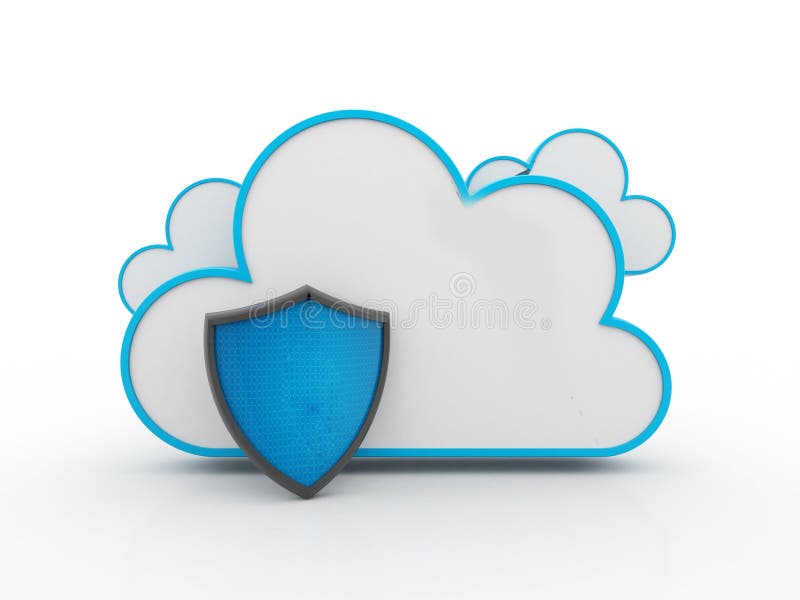 Secured Cloud Computing Concept. 3d Render Stock Illustration ...