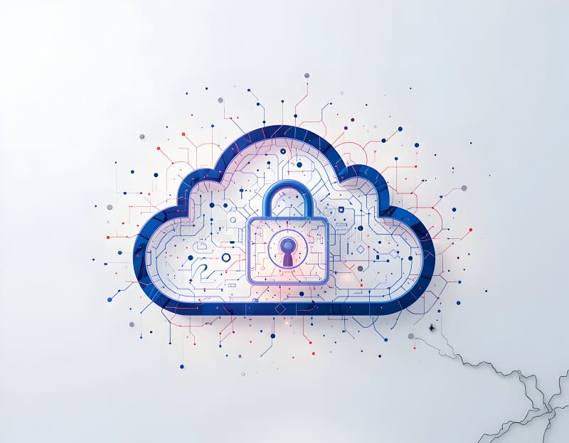 Secured Cloud Computing Illustration Padlock Circuitry Stock Photos - Free & Royalty-Free Stock ...