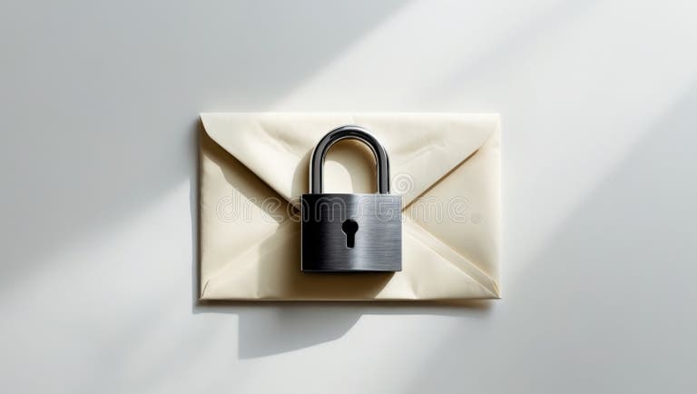 Secured Communication. Padlock on Envelope Symbolizing Data Protection ...