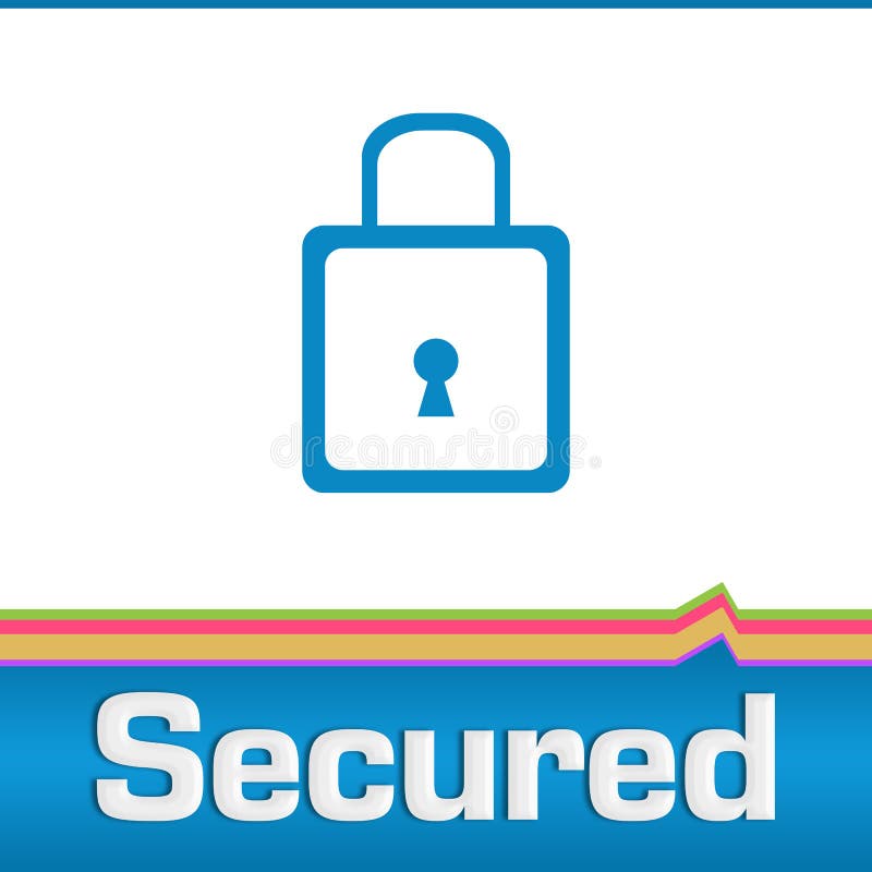 Secured Bottom Text Blue Colorful Stock Illustration - Illustration of ...