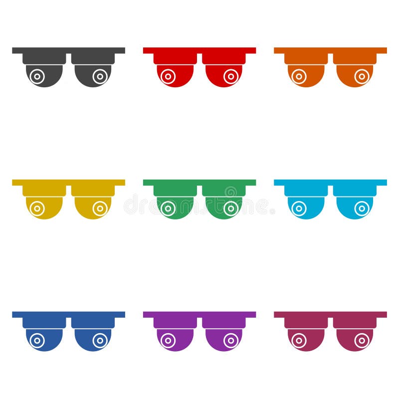 Secured Control Camera Icon Color Set Stock Illustration - Illustration ...