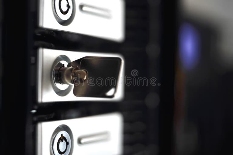 Secured Data with Key from Server Rack Stock Photo - Image of computer ...