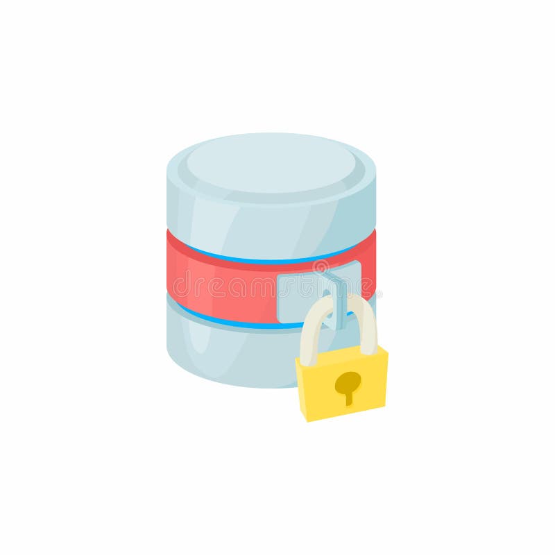 Secured Database Icon, Cartoon Style Stock Vector - Illustration of ...