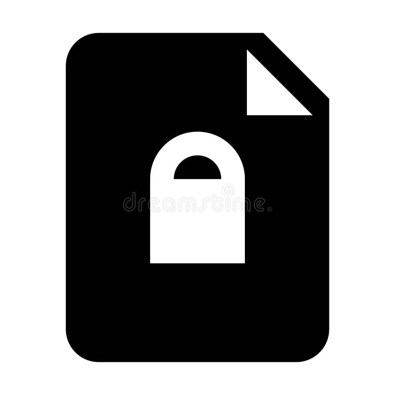 Secured Document Icon Vector with Lock File for Business Application ...