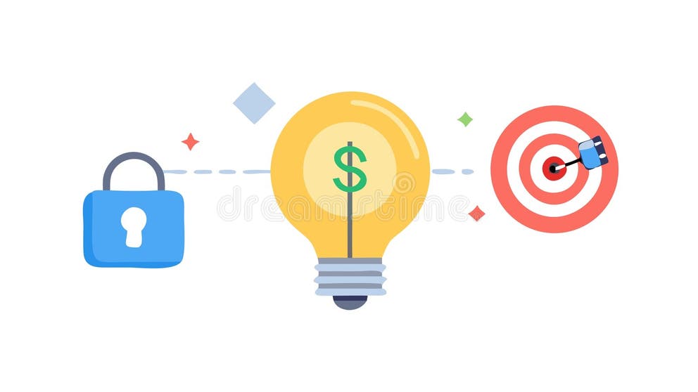 Secured Financial Idea Target Achievement, Vector Design Generative AI ...