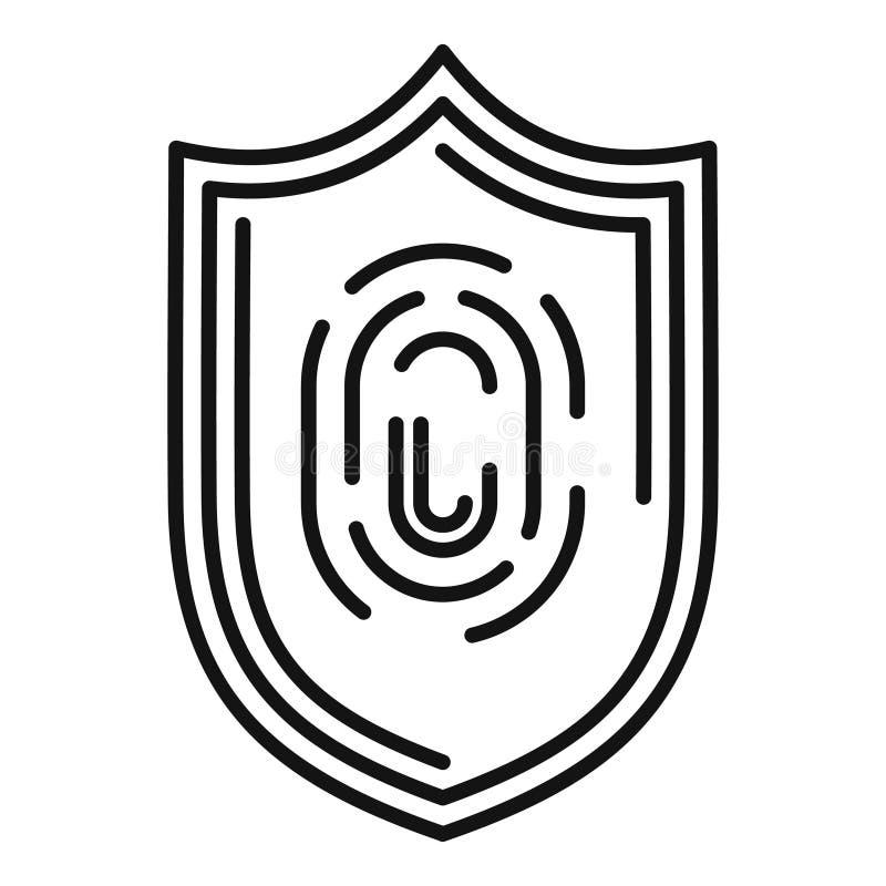 Secured Fingerprint Icon Outline Vector. Security Software Stock ...