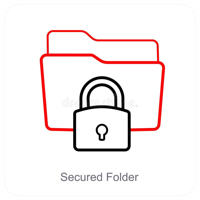Secured Folder and Folder Icon Concept Stock Vector - Illustration of ...