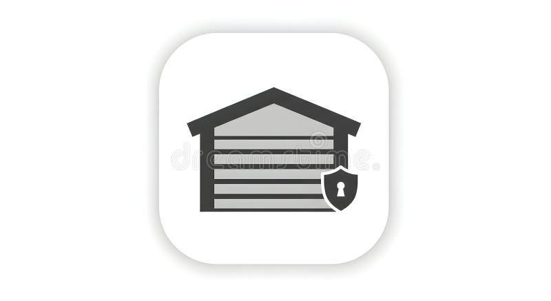 Secured Garage with Shield Icon Digital Art for Protection Stock ...
