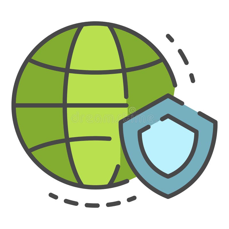 Secured Global Data Icon Color Outline Vector Stock Vector ...